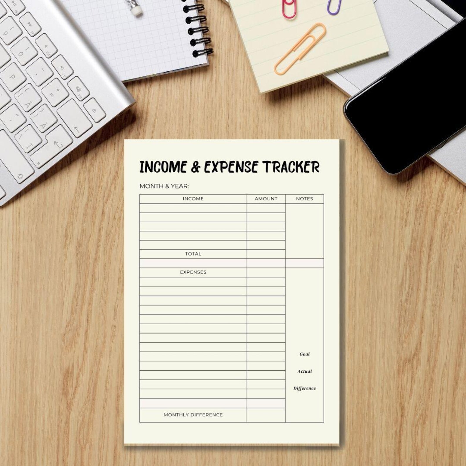 Printable Income & Expense Tracker – Track Your Finances Easily! | A4 ...