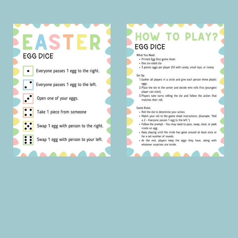 Easter Egg Dice Game – Fun & Interactive Easter Party Game! | A4, US ...