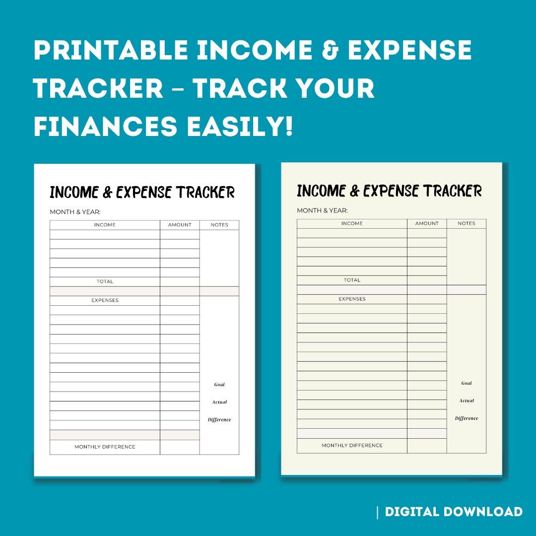 Printable Income & Expense Tracker – Track Your Finances Easily! | A4 ...