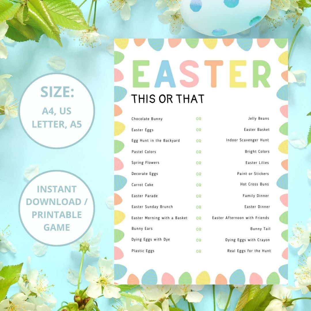 Easter "this or That" Game – Printable Fun for All Ages! | A4, US ...