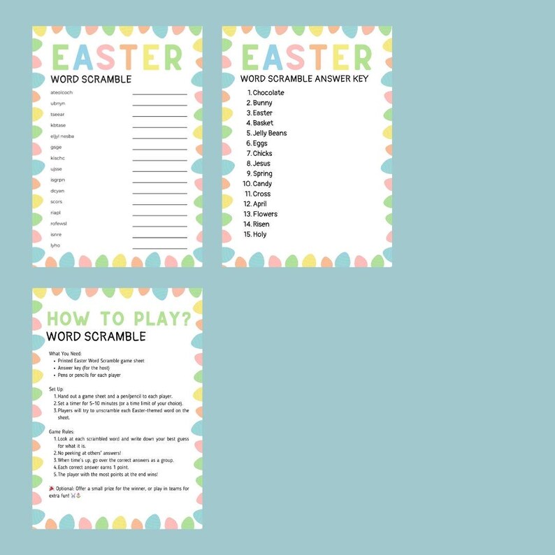 Easter Word Scramble – Fun Printable Game for All Ages! | A4, US Letter ...