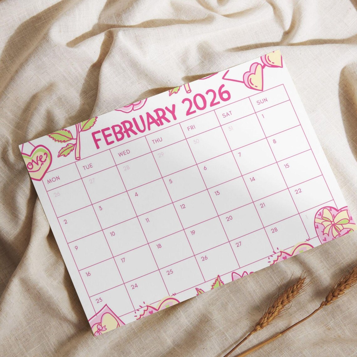 EDITABLE February 2026 Calendar Template – A4 & US Letter Sizes, 2026 ...