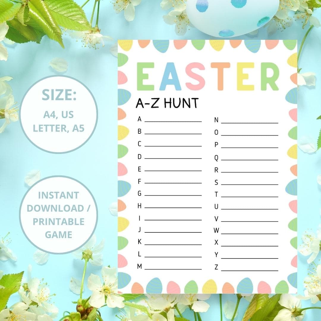 Easter A-Z Hunt Game – Fun Printable Scavenger Hunt for Kids & Families ...