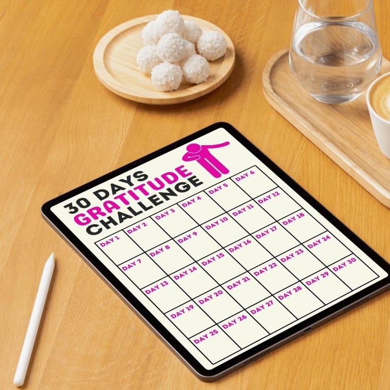 30-day Gratitude Challenge Printable | Daily Prompts for Mindfulness ...