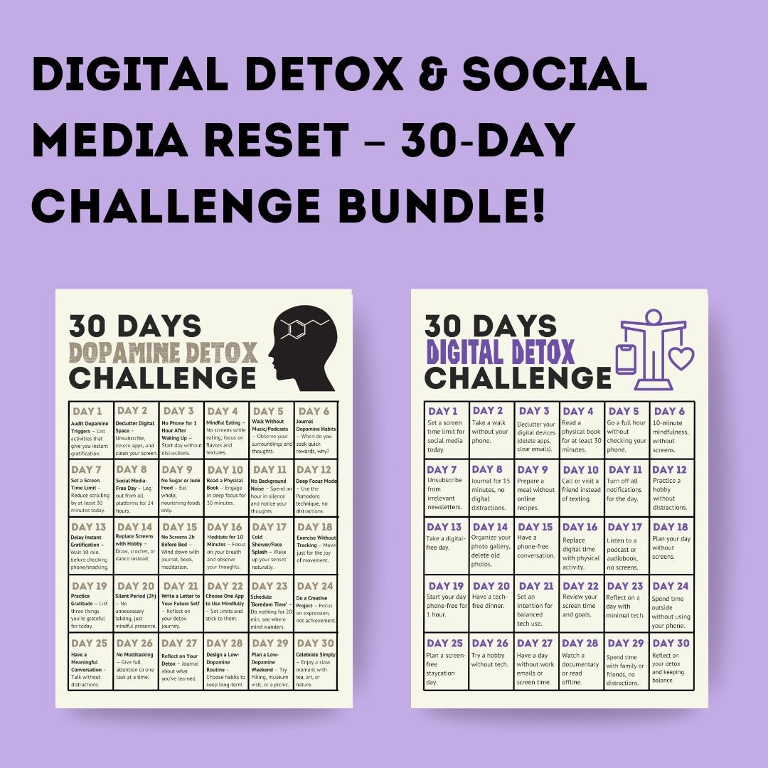 Digital Detox & Social Media Reset – 30-day Challenge Bundle! | A4, US ...