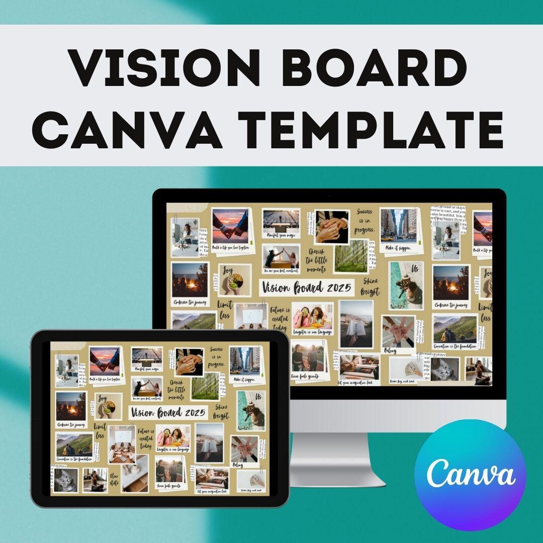 Editable Canva Vision Board Template | Vision Board 2025 ...