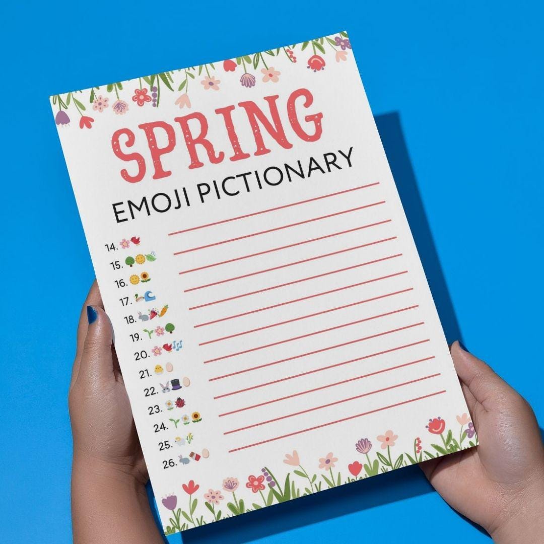 Spring Emoji Pictionary – Fun Printable Game for All Ages! | A4, US ...