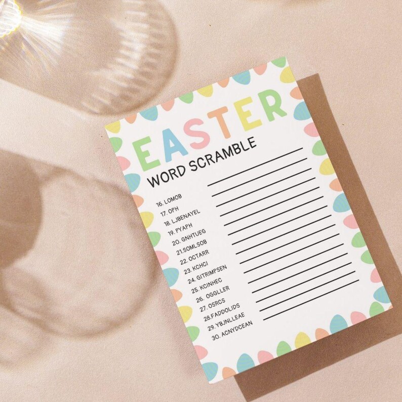 Easter Word Scramble Game: Printable Family Fun (instant Download) - Etsy