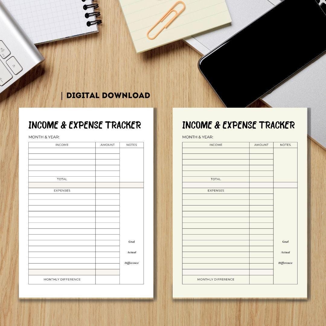 Printable Income & Expense Tracker – Track Your Finances Easily! | A4 ...