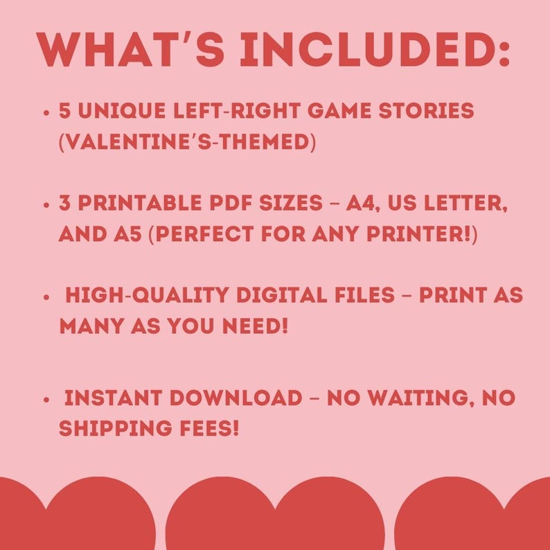 Valentine's Day Left Right Game: Fun Gift Exchange (instant Download ...