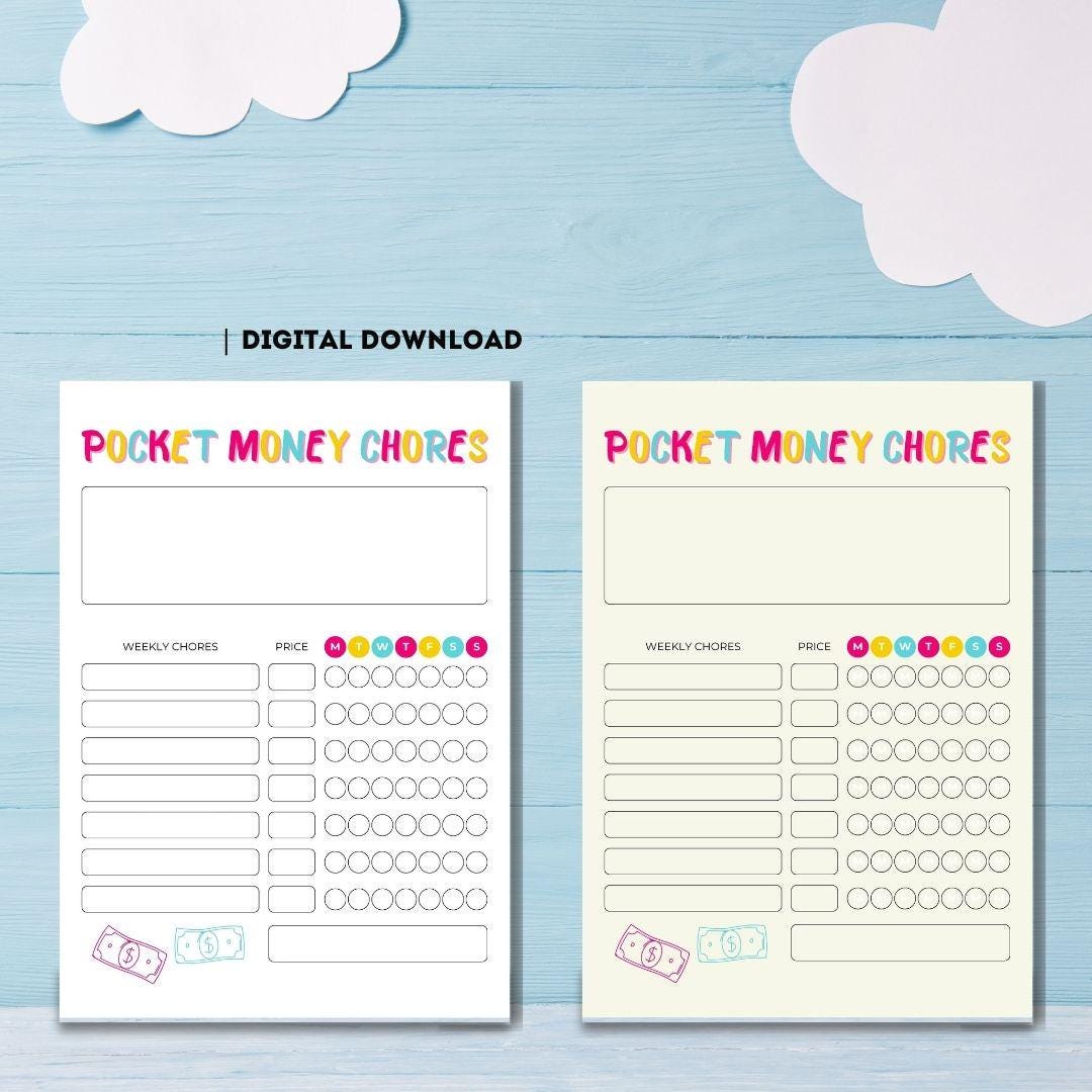 Pocket Money Chores Chart – Fun & Easy Allowance Tracker for Kids! | A4 ...