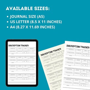 Subscription Tracker – Printable and Easy-to-use Budgeting Tool | A4 ...
