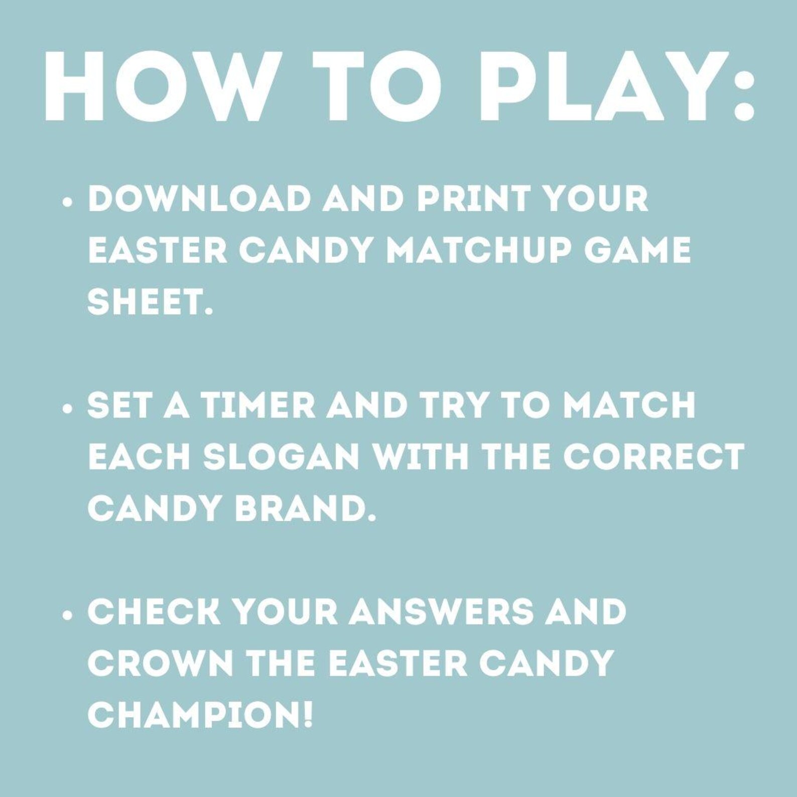 Easter Candy Matchup – Fun Printable Game for All Ages! | A4, US Letter, A5 | Instant Download ...