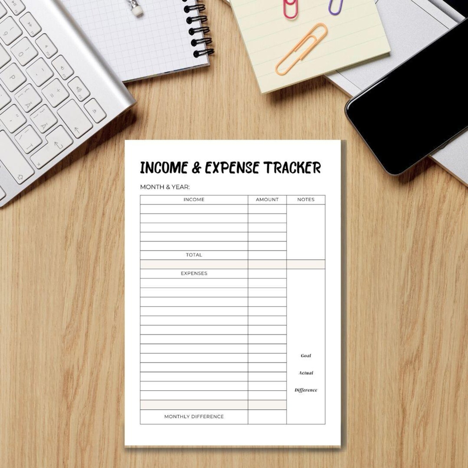 Printable Income & Expense Tracker – Track Your Finances Easily! | A4 ...