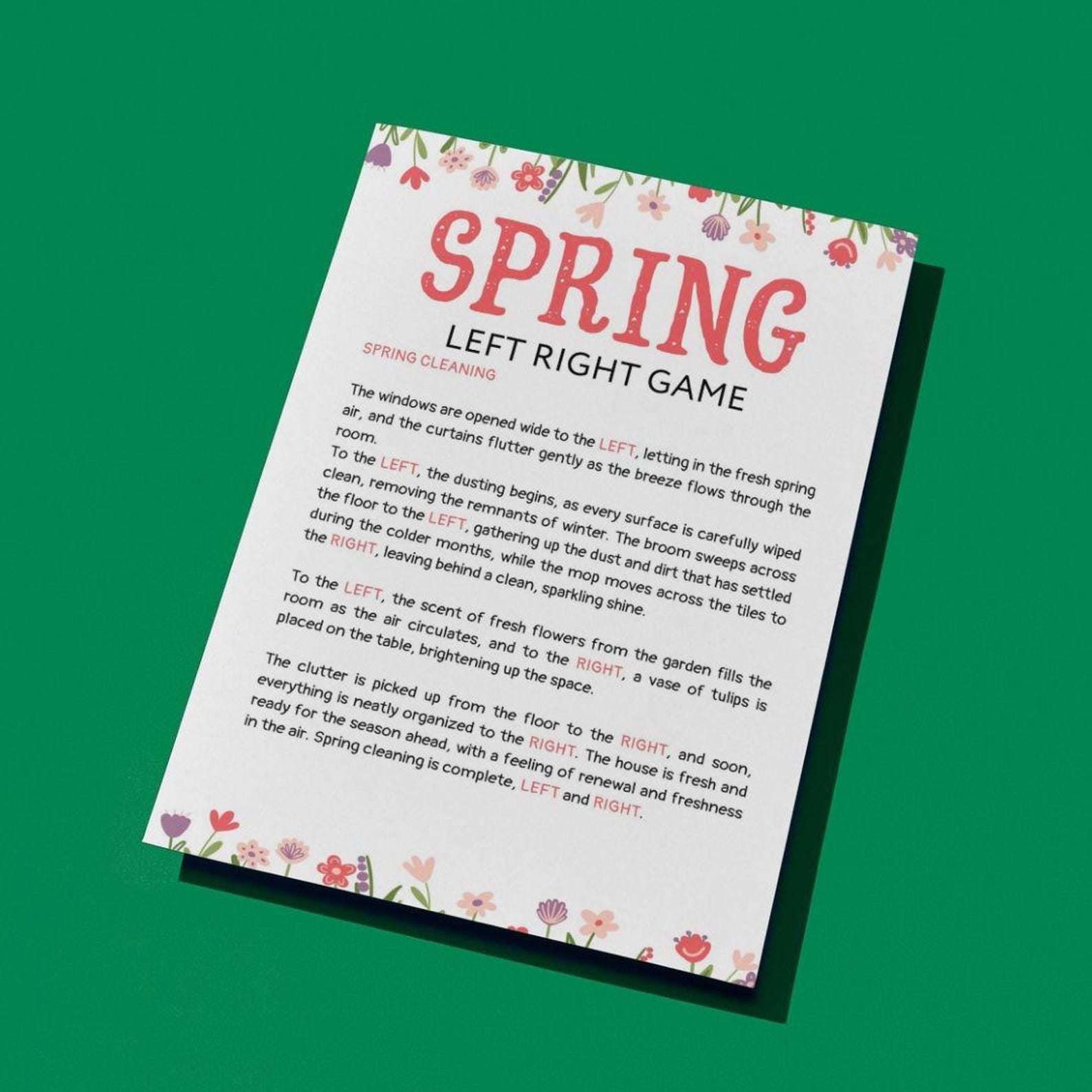 Spring Left-right Game Printable – Fun for All Ages! | A4, US Letter ...