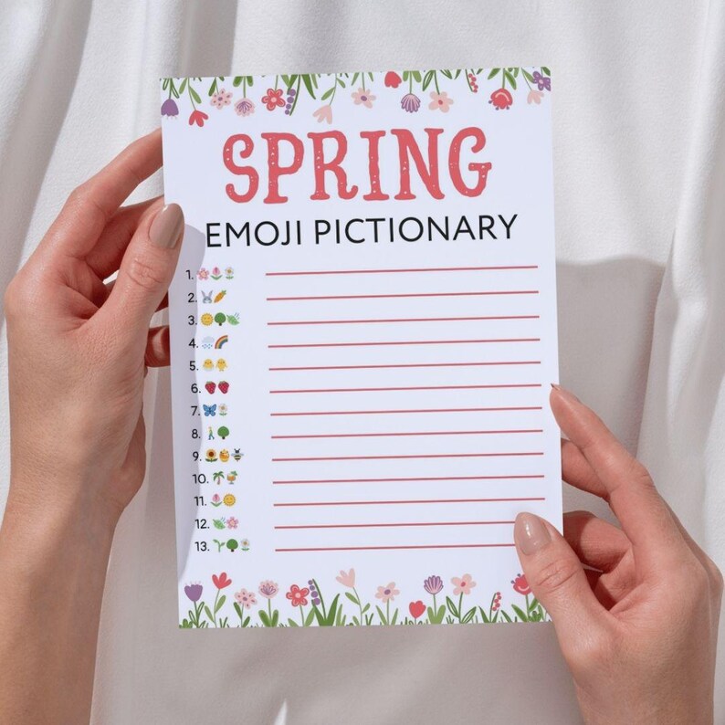 Spring Emoji Pictionary – Fun Printable Game for All Ages! | A4, US ...