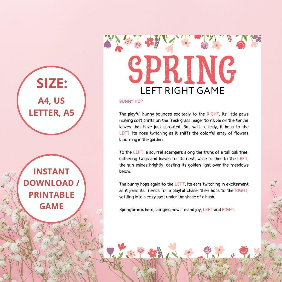 Spring Left-right Game Printable – Fun for All Ages! | A4, US Letter ...