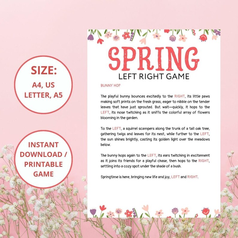 Spring Left-right Game Printable – Fun for All Ages! | A4, US Letter ...