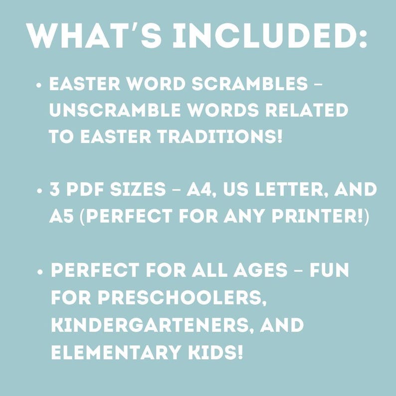 Easter Word Scramble – Fun Printable Game for All Ages! | A4, US Letter ...