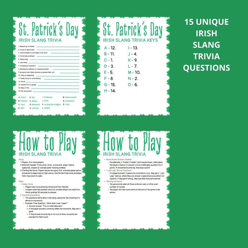 Irish Slang Trivia: St. Patrick's Day Fun Game – Celebrate With Lingo ...