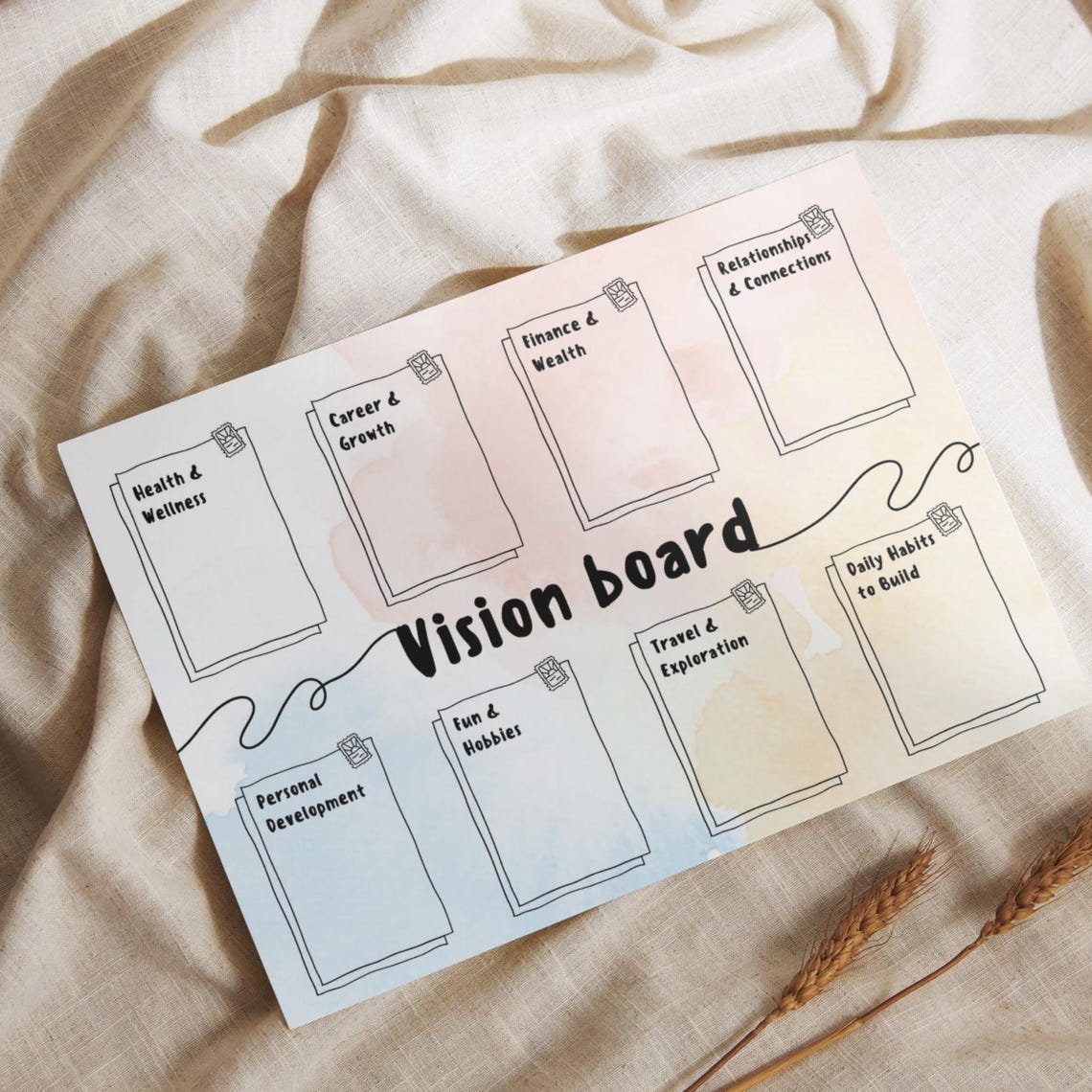 Vision Board Printable: 8-section Goal Planner (digital Download) - Etsy