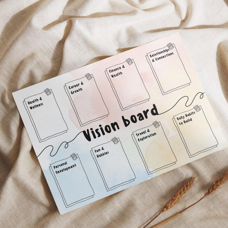 Vision Board Printable: 8-section Goal Planner (digital Download) - Etsy