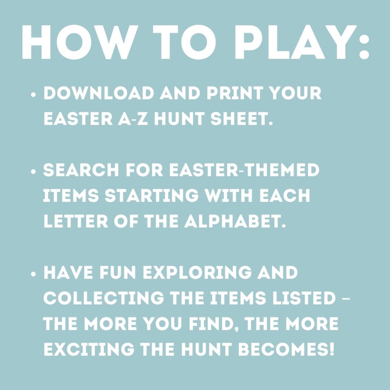Easter A-Z Hunt Game – Fun Printable Scavenger Hunt for Kids & Families ...