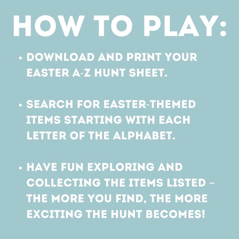Easter A-Z Hunt Game – Fun Printable Scavenger Hunt for Kids & Families ...