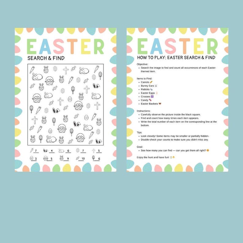Easter Search & Find Game: Fun Printable Activity (digital Download) - Etsy