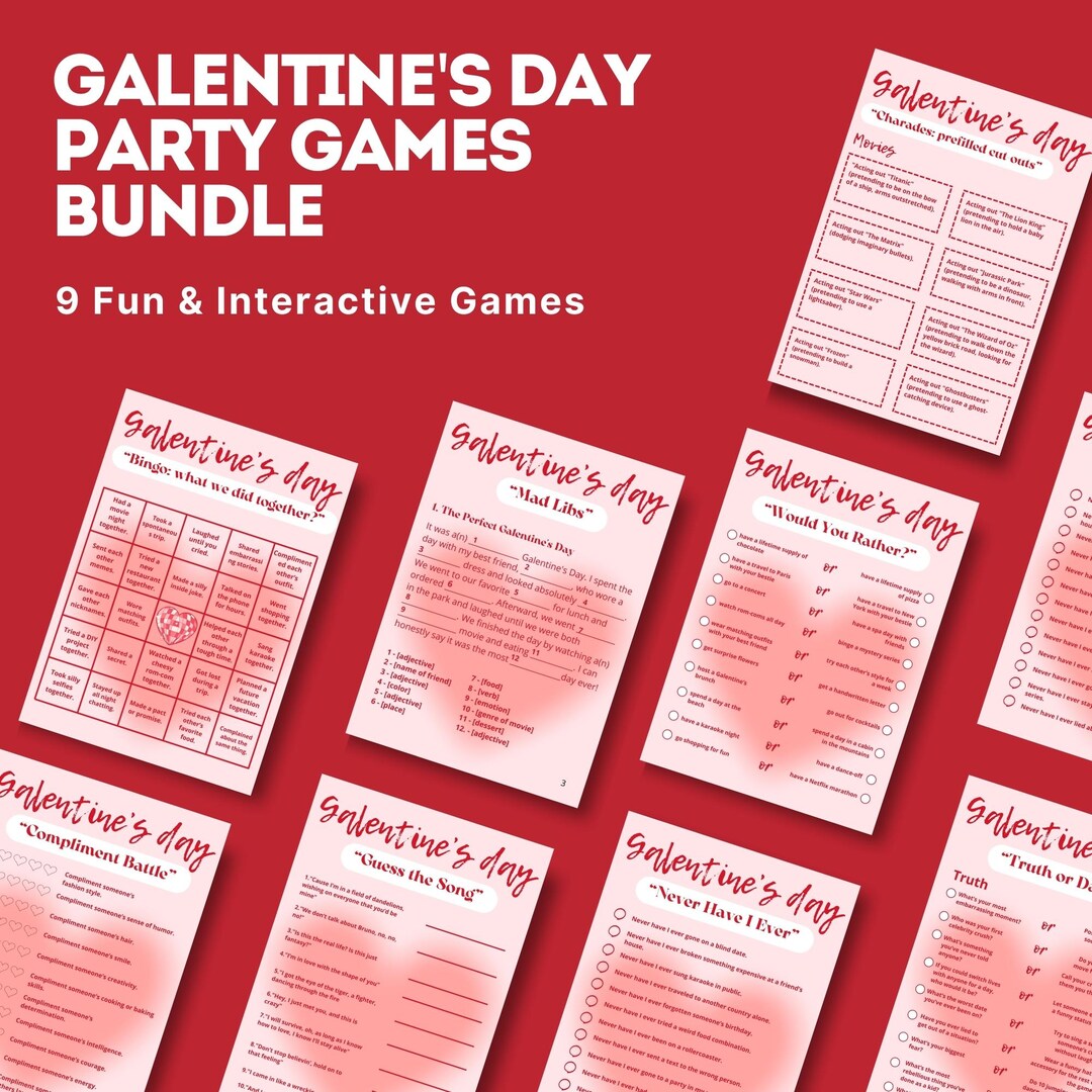Galentine's Day Party Games Bundle | 9 Fun & Interactive Games | Pastel ...