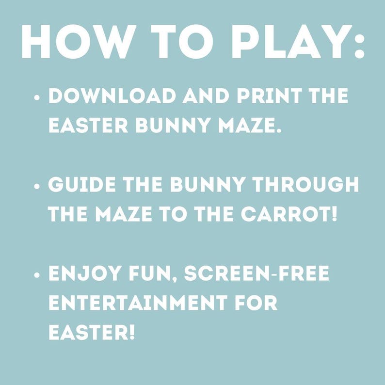 Easter Bunny Maze: Fun Printable Game for Kids (digital Download) - Etsy