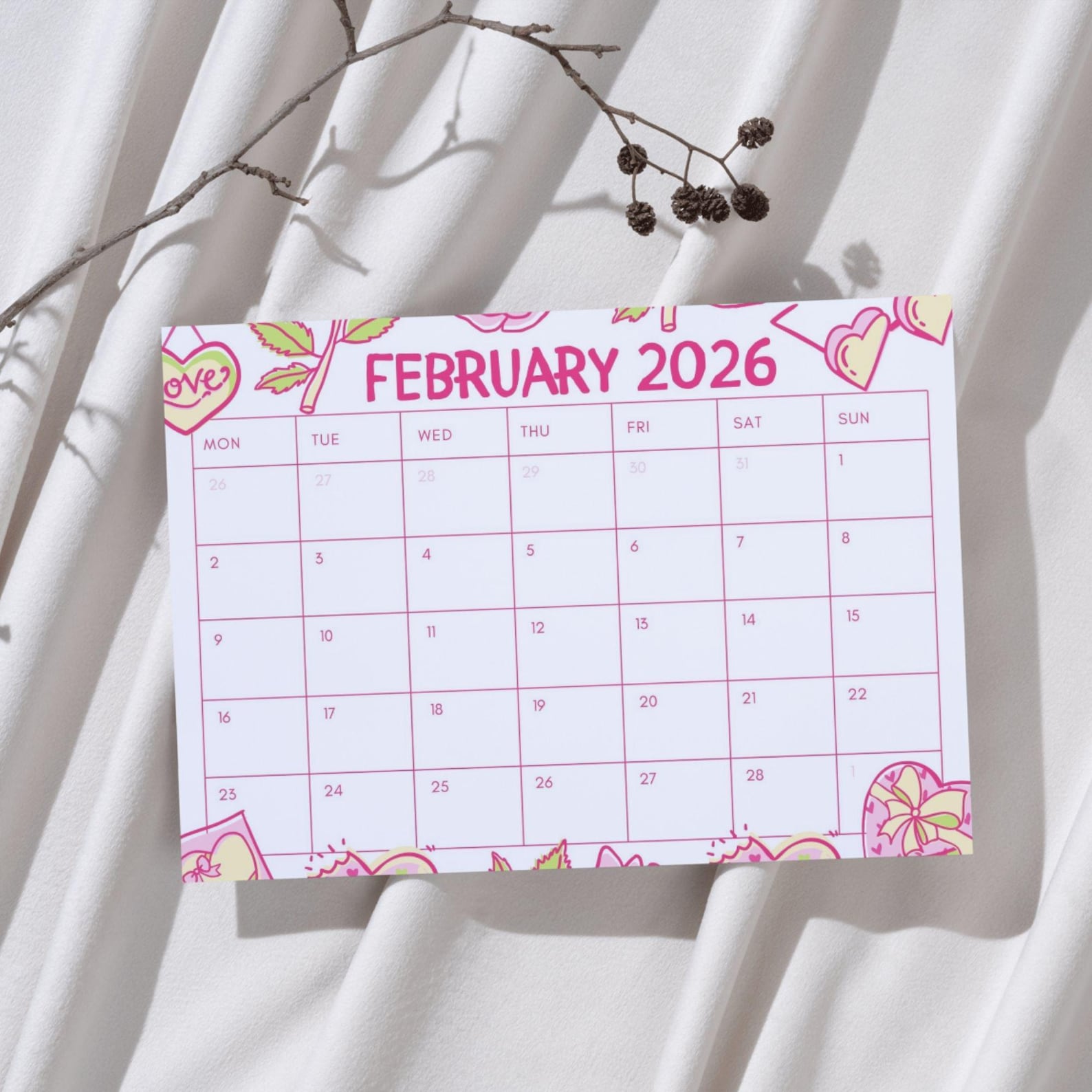 EDITABLE February 2026 Calendar Template – A4 & US Letter Sizes, 2026 ...