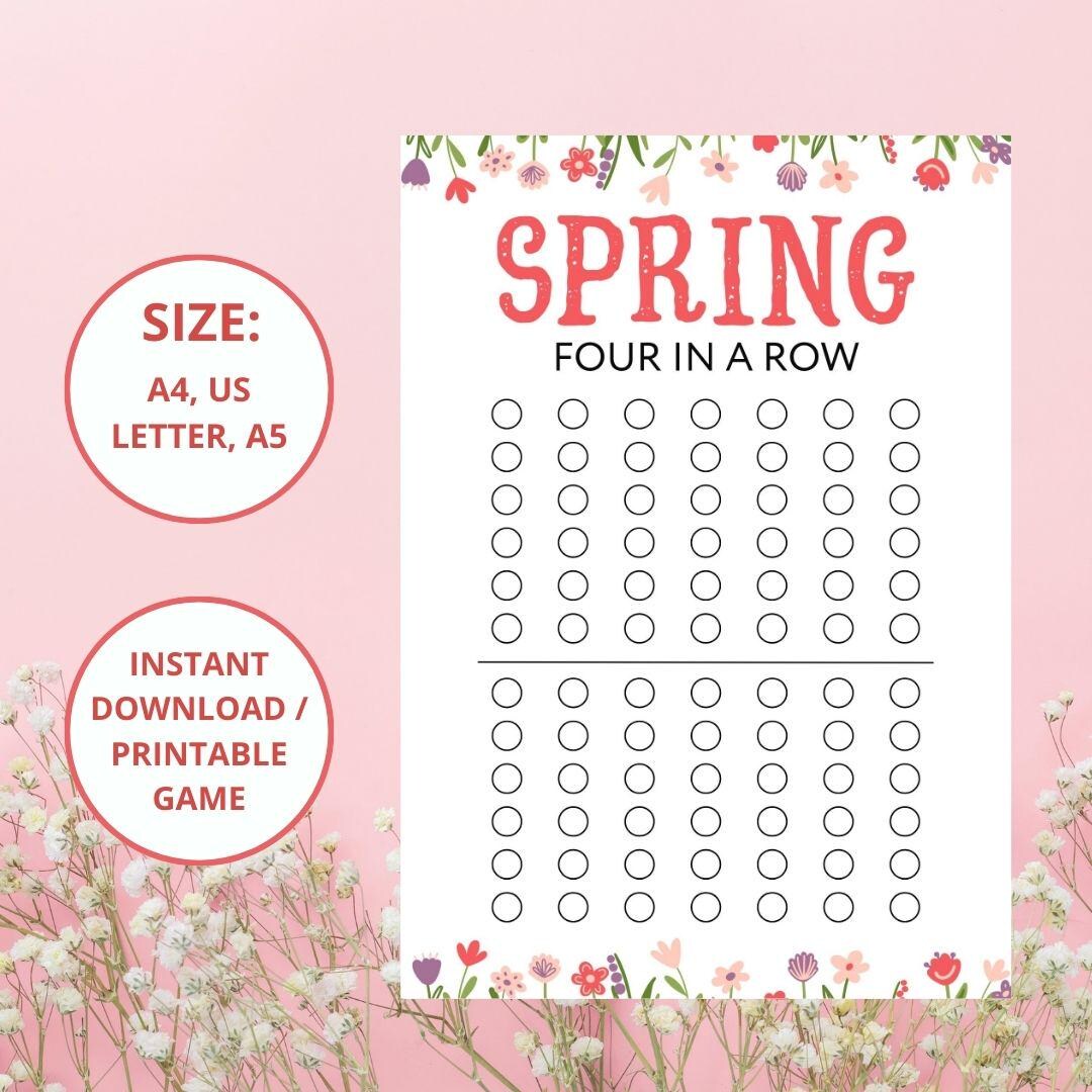 Spring Four-in-a-row – Fun Printable Game for Kids & Families! | A4, US ...