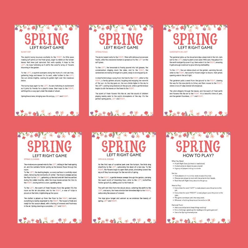 Spring Left-right Game Printable – Fun for All Ages! | A4, US Letter ...