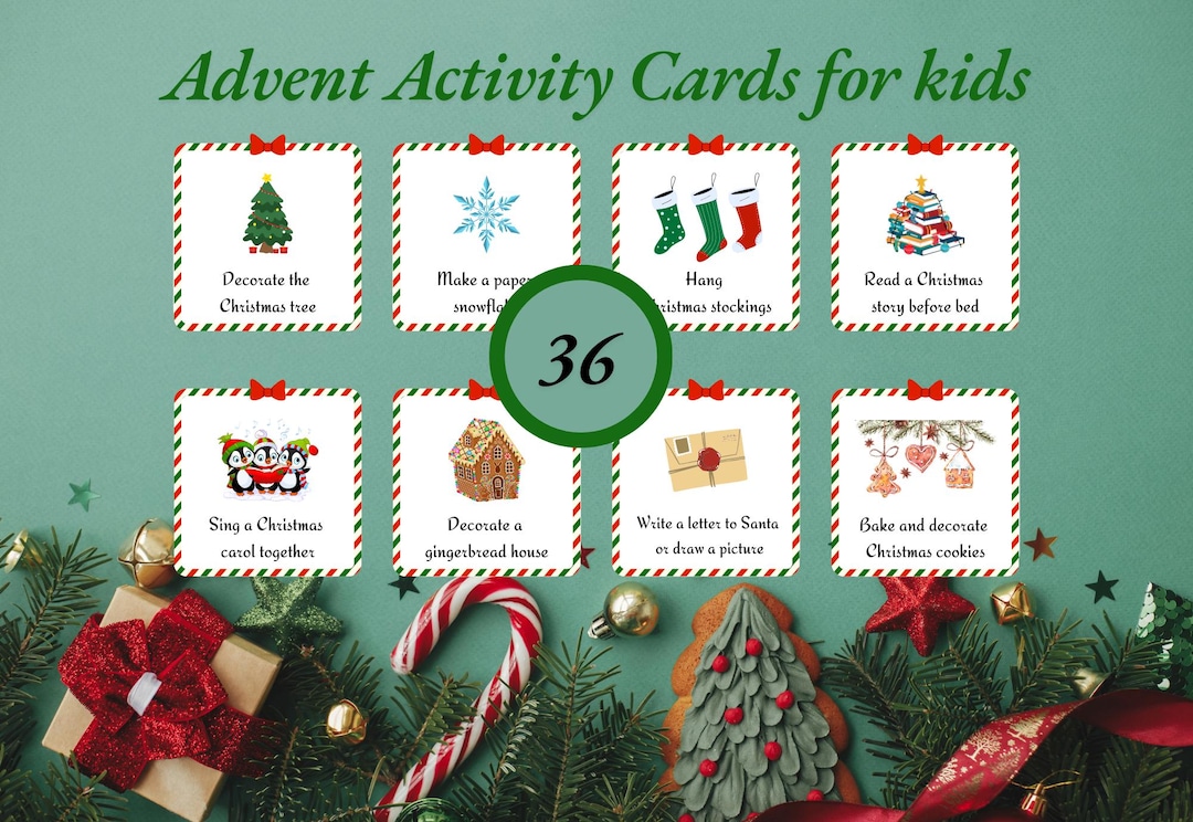 36 Advent Calendar Activity Cards, Christmas Countdown, Advent Calendar ...