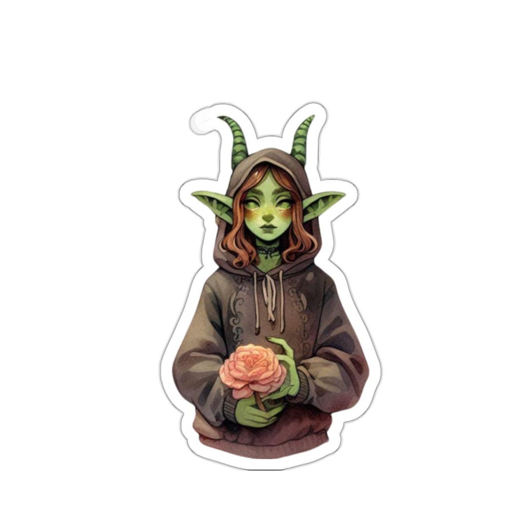 Green Goblin Woman Stickers, Horned Fantasy Decals, Mythical Creature ...