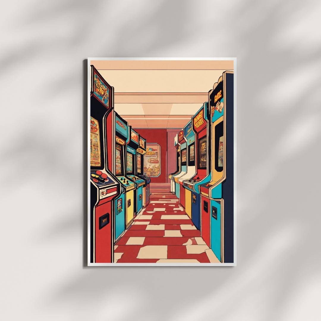Retro Arcade Game Poster - Vintage Gaming Wall Art - Cool Gamer Gift ...