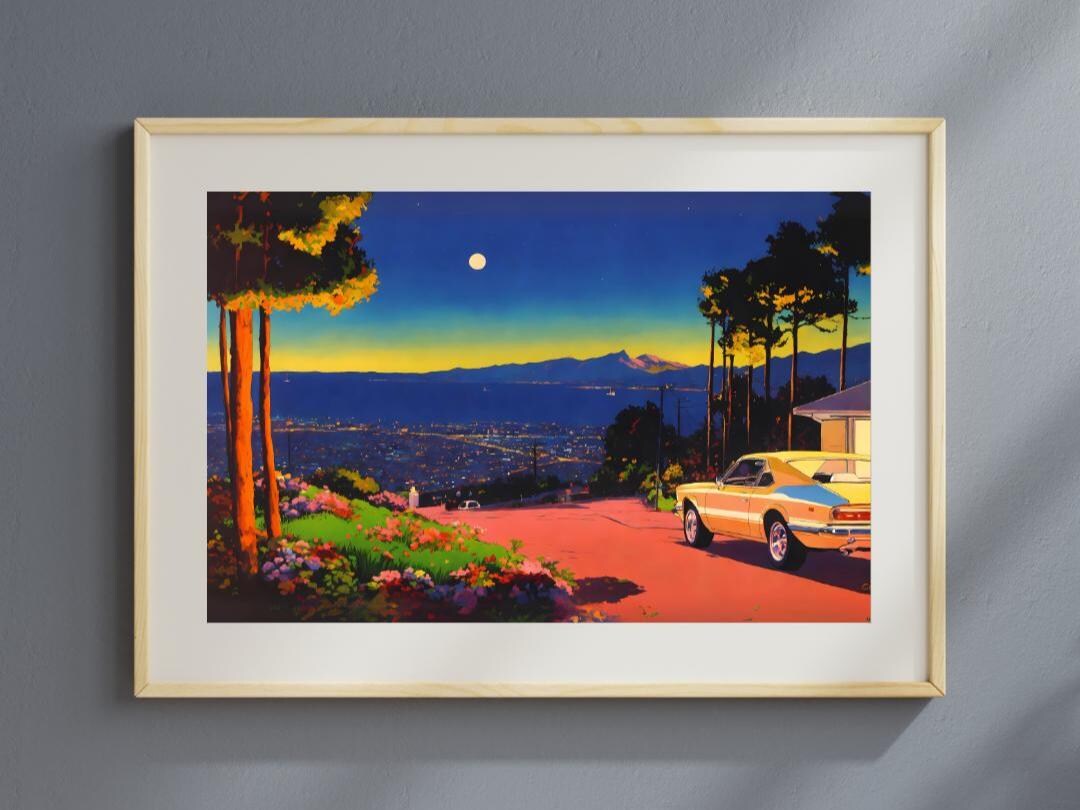 Retro City Pop Art Print - Vaporwave Aesthetics for Home Decor - Etsy