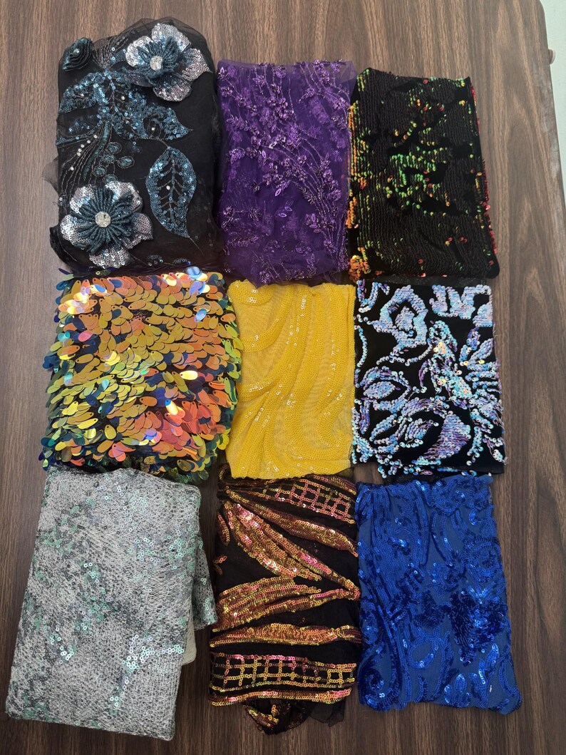 Sequin Fabric Scrap Bundle: Mixed Evening Remnants for Crafts - Etsy