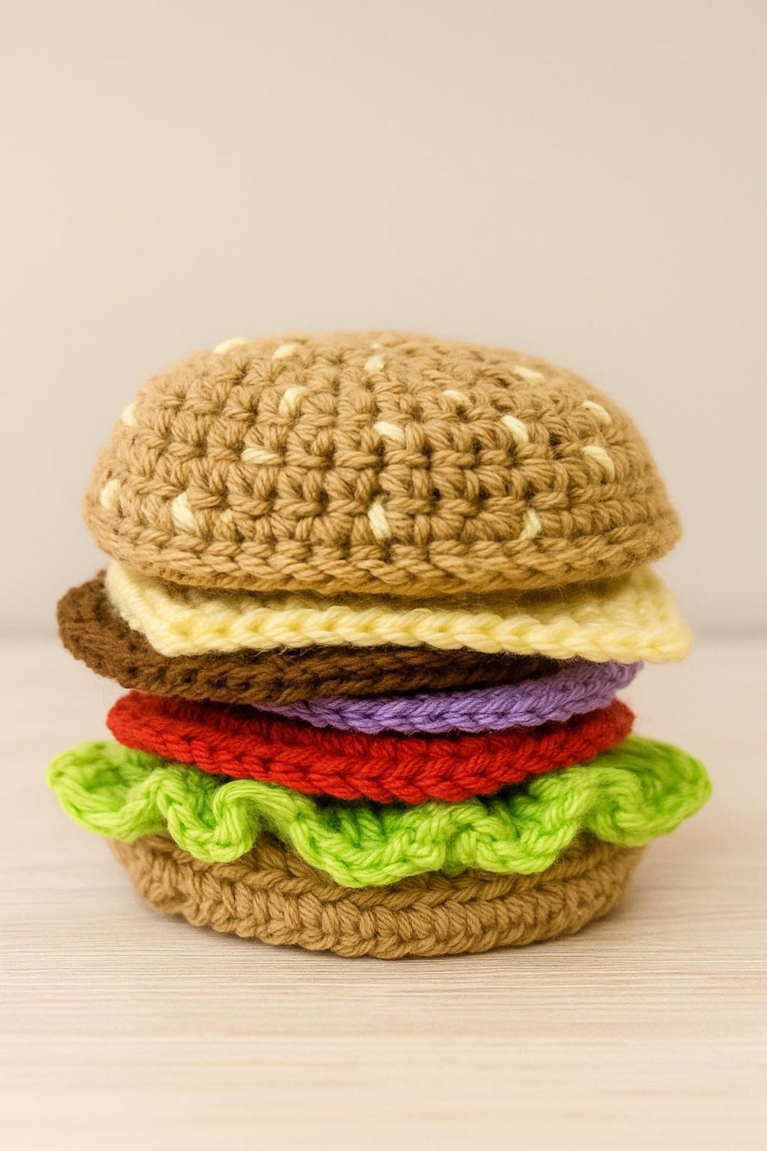 Crochet Hamburger Coaster Set: Handmade Acrylic Yarn Food Coasters - Etsy