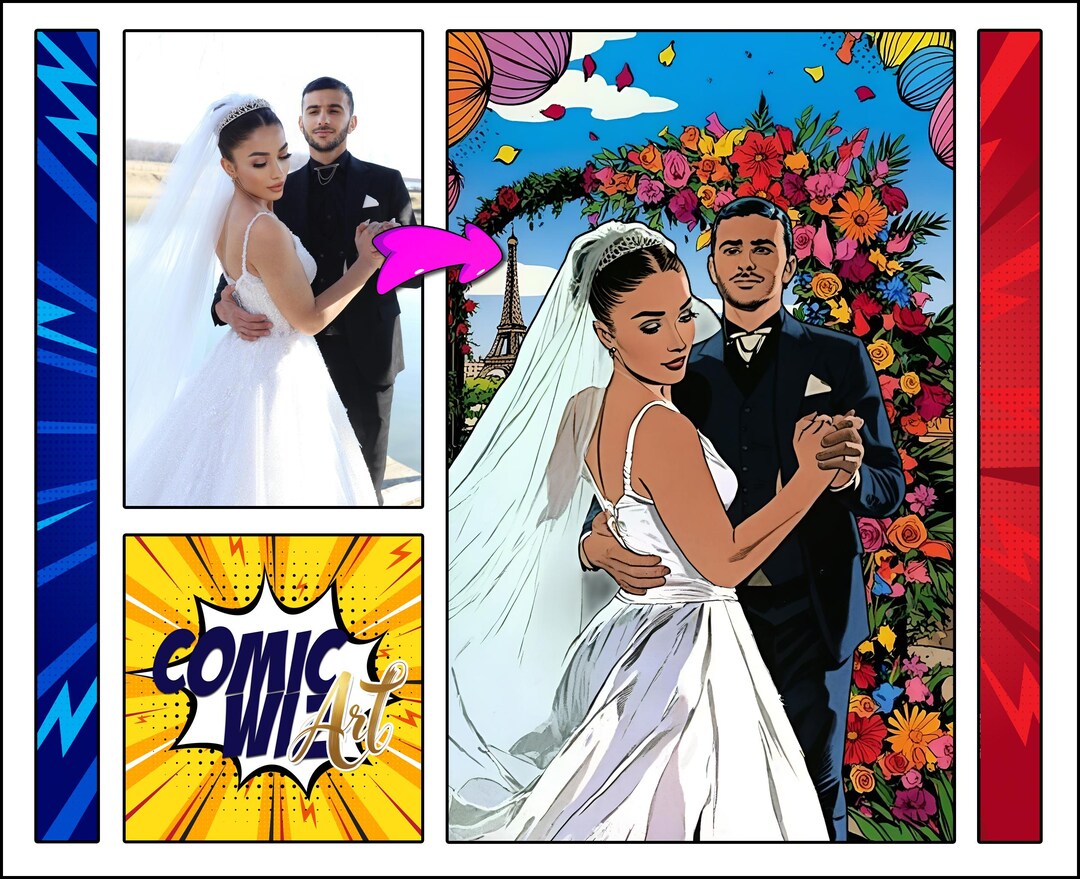 Custom Comic Wedding Portrait – Unforgettable Gift for Newlyweds - Etsy