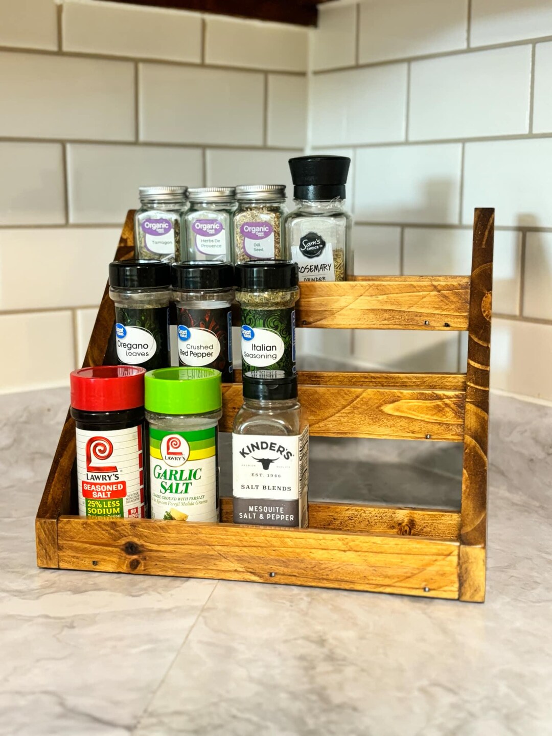 Rustic Handcrafted Spice Rack ] Farmhouse ] Counter Top ] Organizer ...