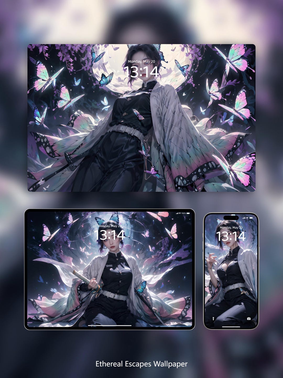 Wallpaper Shinobu Kochou Demon Slayer 3 Aesthetic Digital Art 8K 6K 4K ...