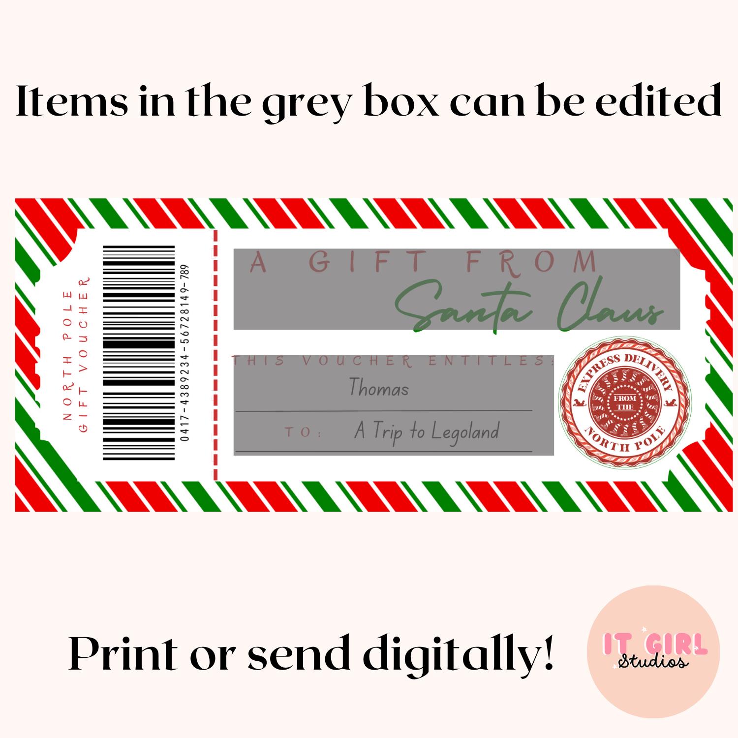 Printable Christmas Gift Voucher Template, Santa Gift Certificate ...