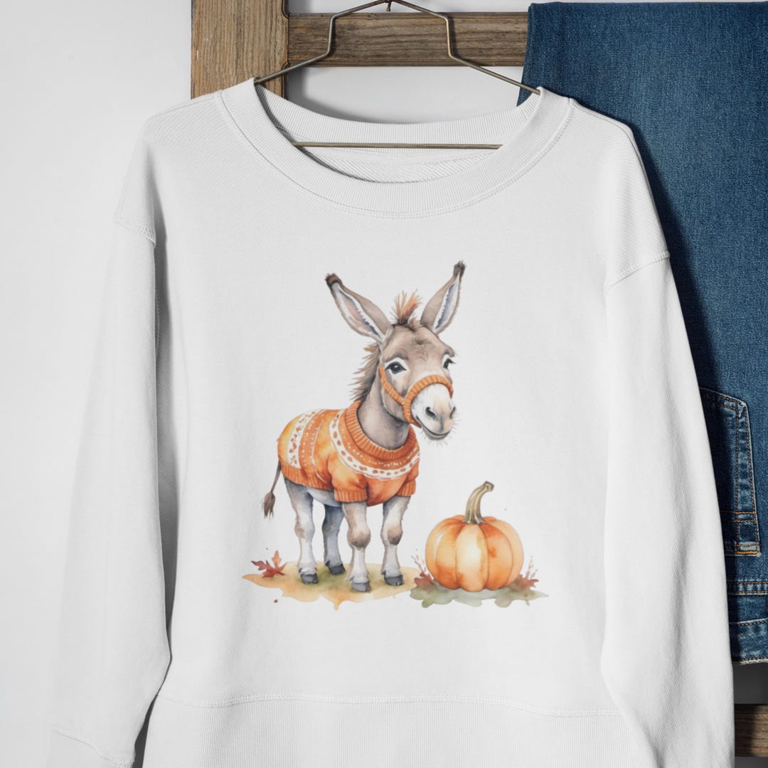Cozy Donkey Sweatshirt Fall Watercolor Design - Etsy
