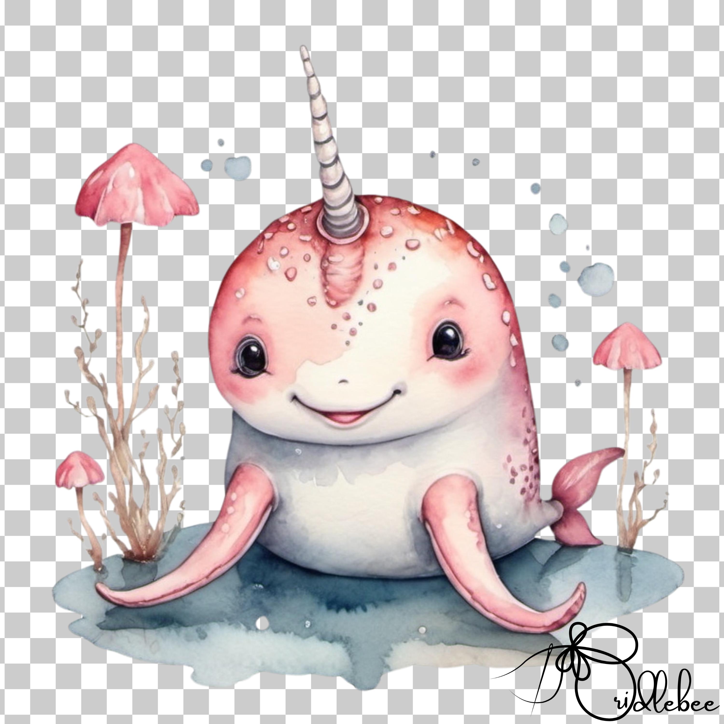 Watercolor Narwhal Clipart Bundle | 30 Cute Designs in Blue, Orange ...