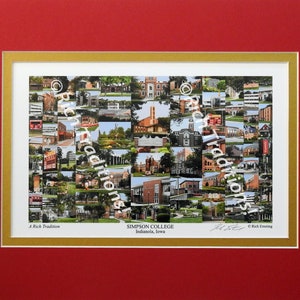 Simpson College, Indianola, Iowa, Photo Campus Art Print Matted in Red ...