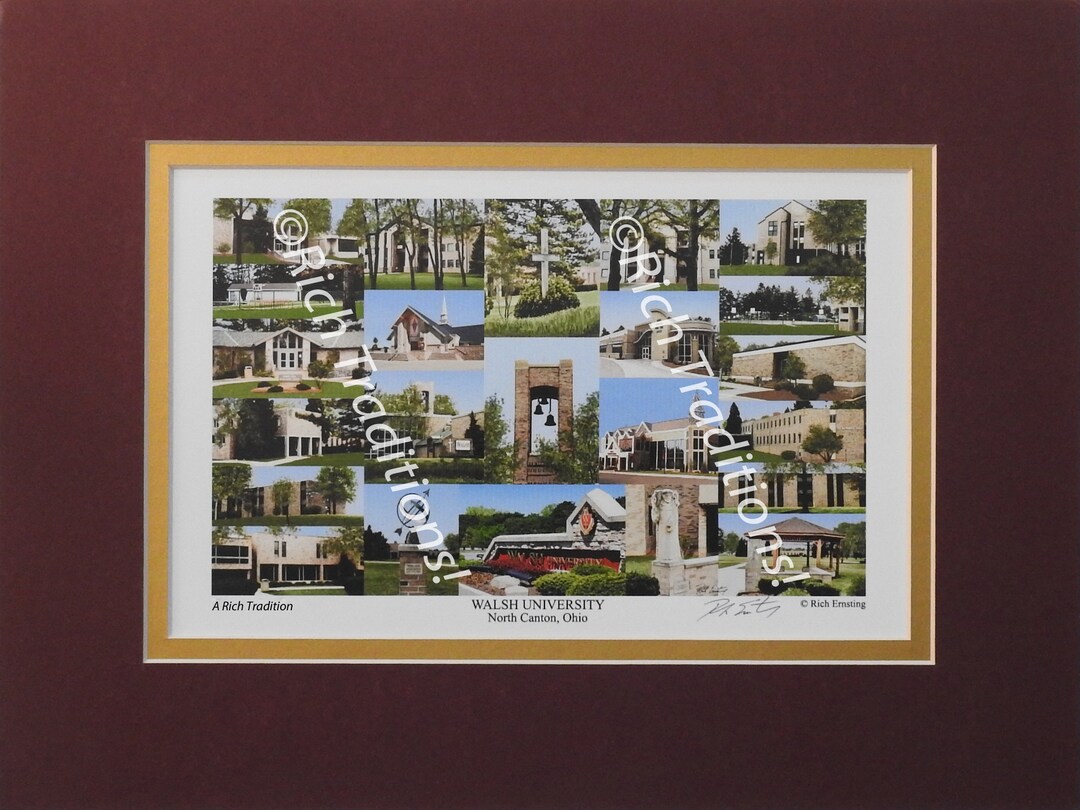 Walsh University, North Canton, Ohio, Photo Campus Art Print Matted in ...