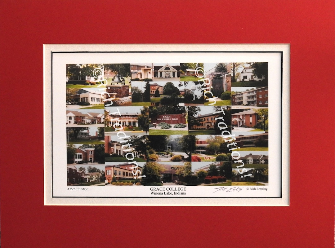 Grace College, Winona Lake, Indiana, Photo Campus Art Print Matted in ...