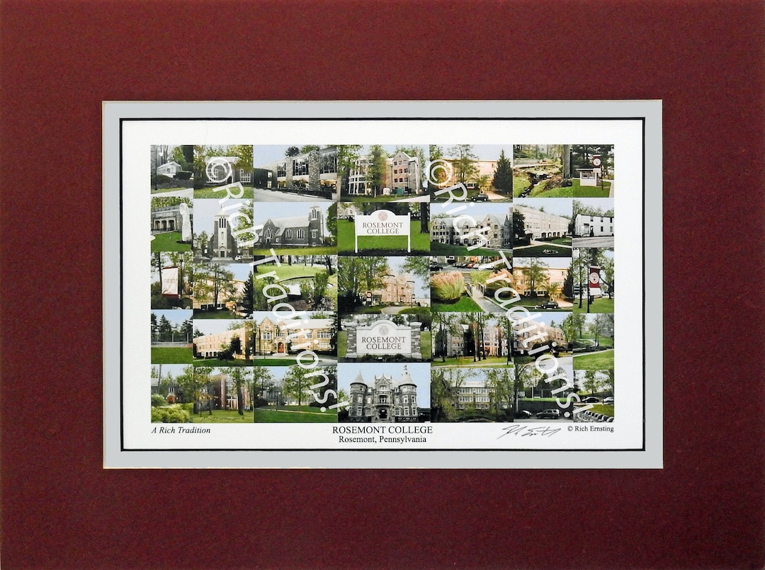 Rosemont College, Rosemont, PA, Photo Campus Art Print Matted in Maroon ...